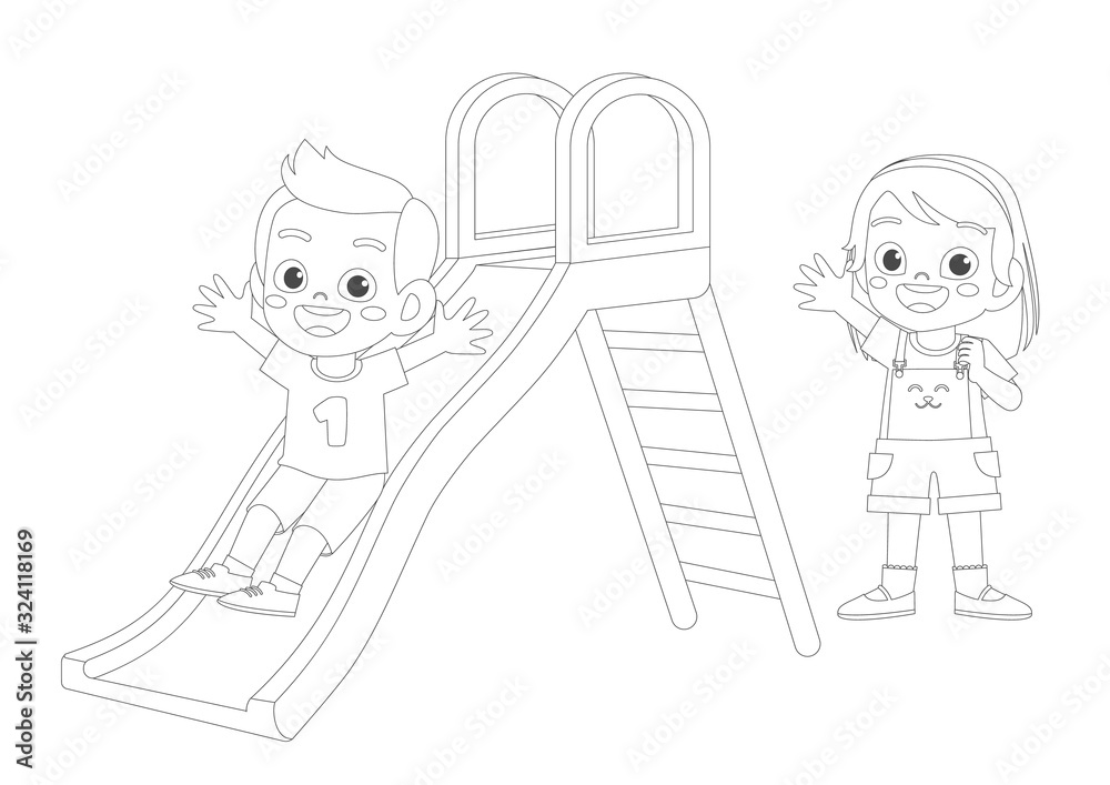 happy cute kid activity coloring book template Stock Vector | Adobe Stock