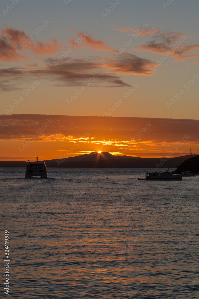 Rangitoto Sunset Stock Photo | Adobe Stock
