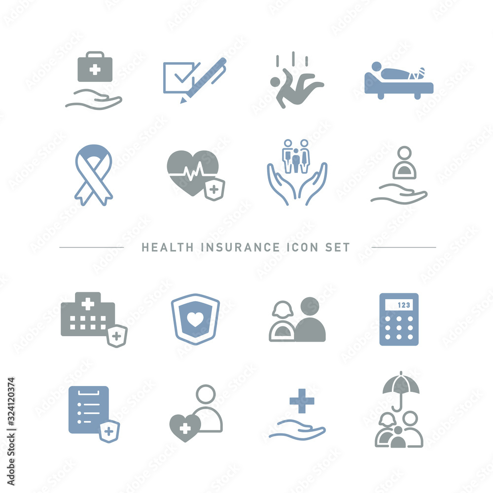 HEALTH INSURANCE ICON SET Stock Vector | Adobe Stock