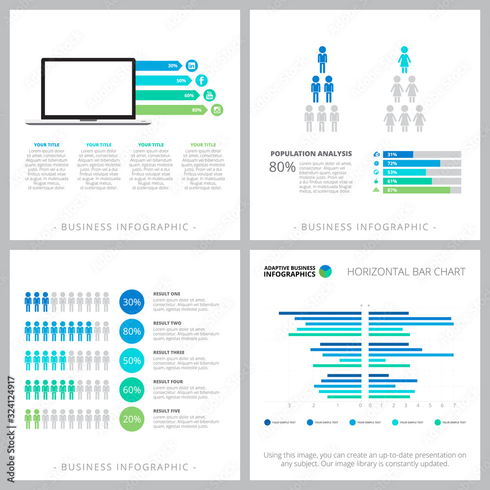 Creative graphs set for annual report, business project, web design ...