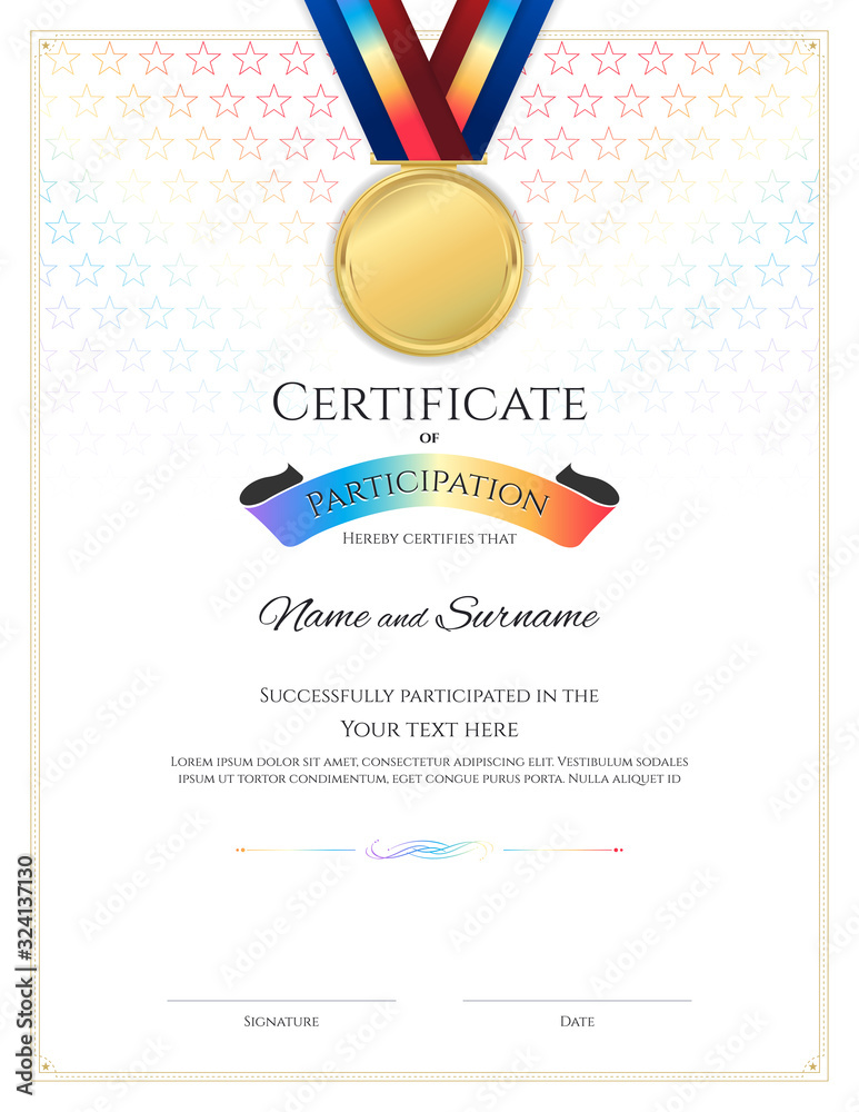 Certificate template in sport theme with border frame, Diploma design ...