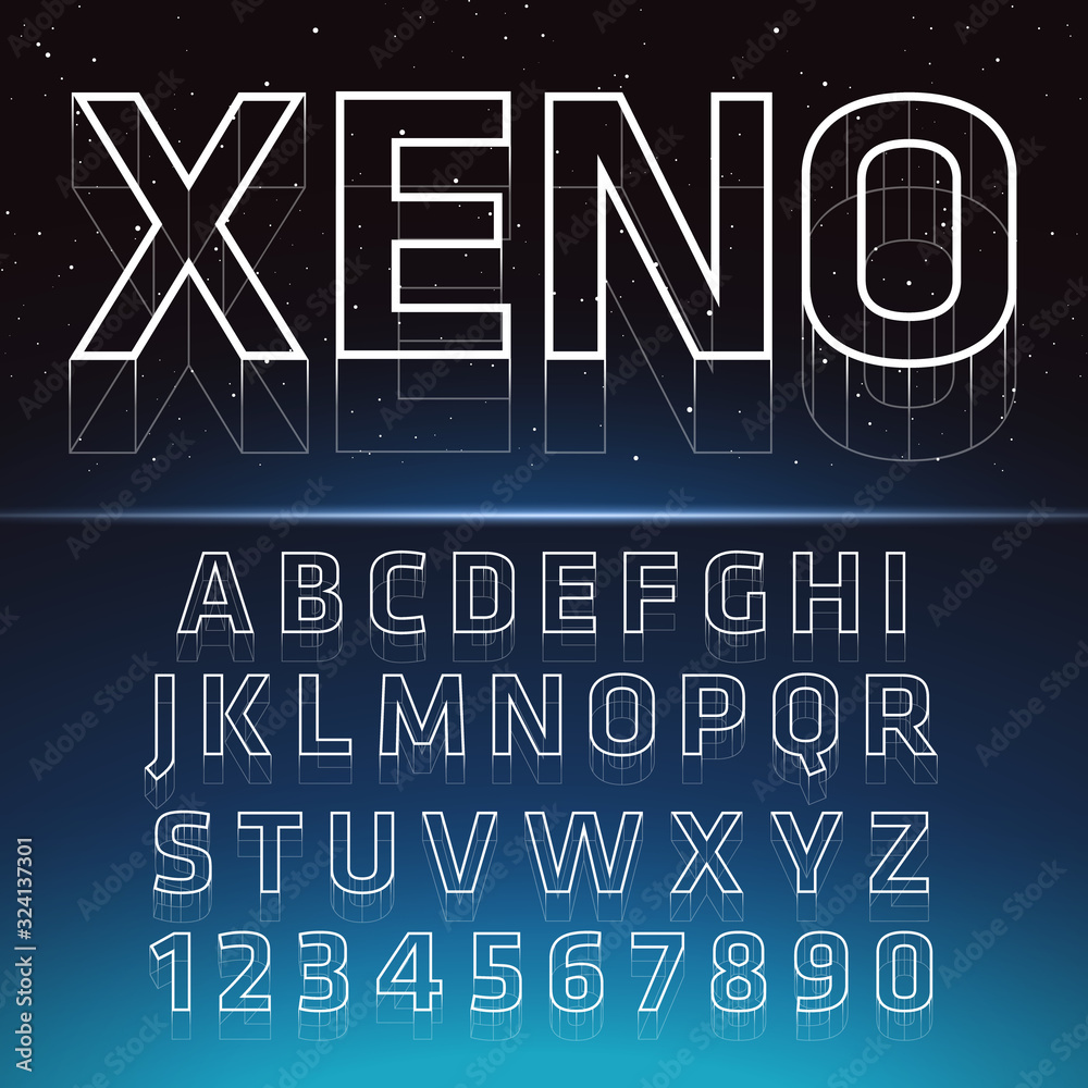 Retro Futuristic 3D Font. Stylish Retro Synth Wave Alphabet in 80s ...