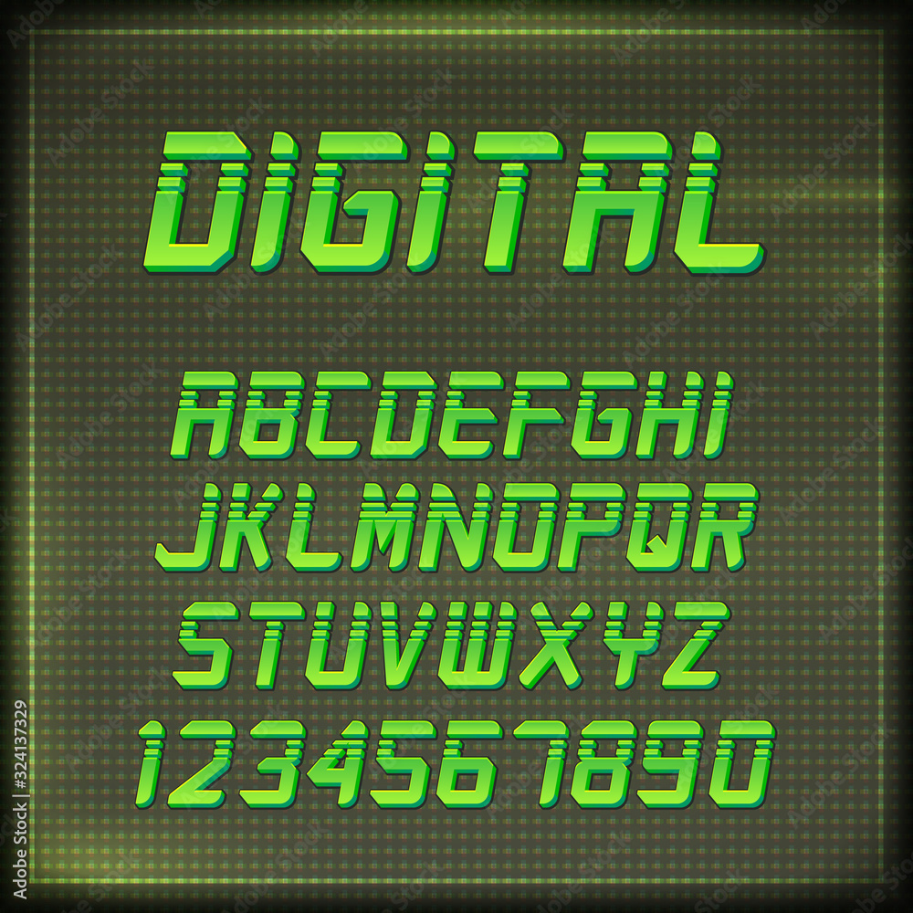 Virtual Reality Retro Arcade Font. Stylish Retro Synth Wave Alphabet in ...