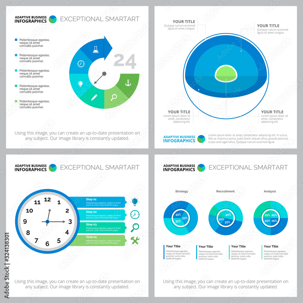 Trendy infocharts design set for workflow infographics, development ...