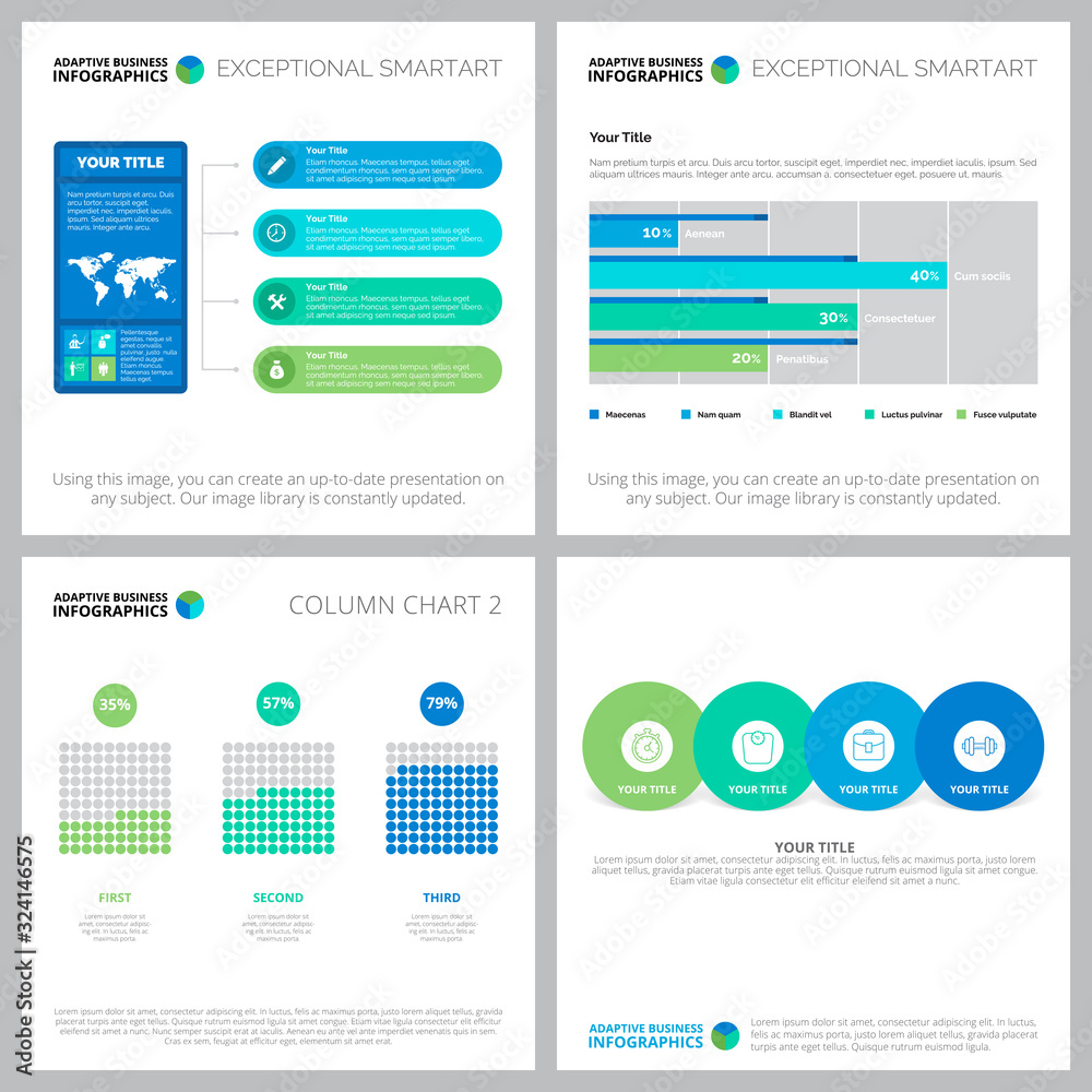 Collage of original infographic diagrams with geometric elements. Can ...