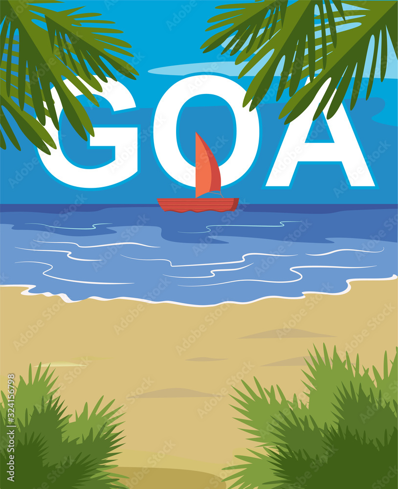 goa sea shore, beach vector design Stock Vector | Adobe Stock