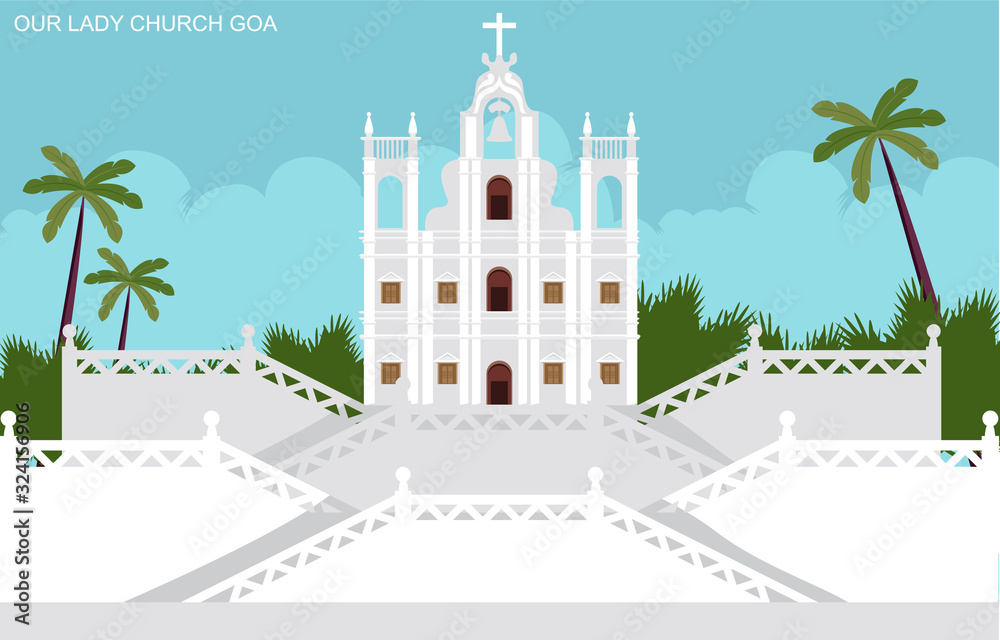 our lady church goa vector 素材庫向量圖 | Adobe Stock