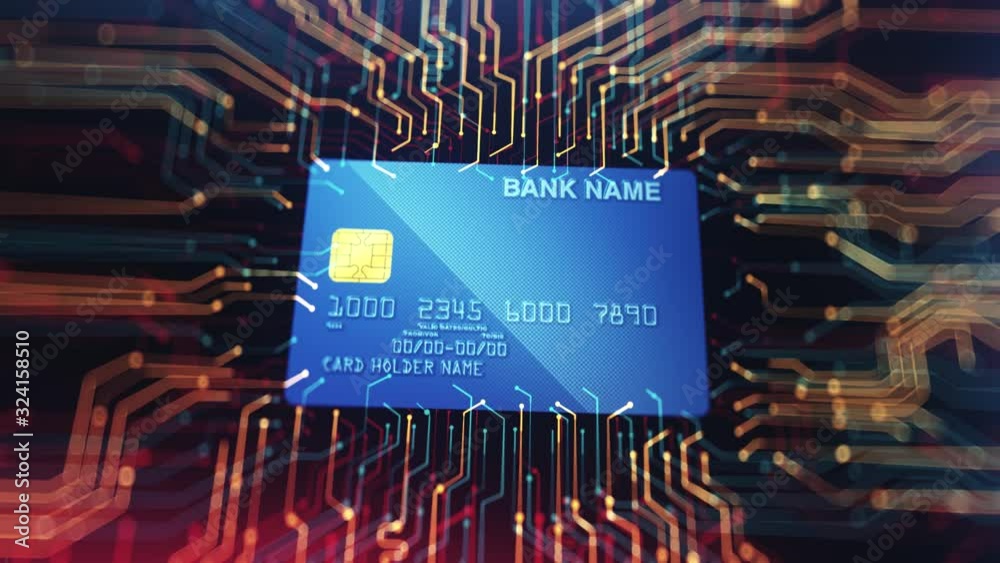 an empty credit card receiving information and digital data, a high ...