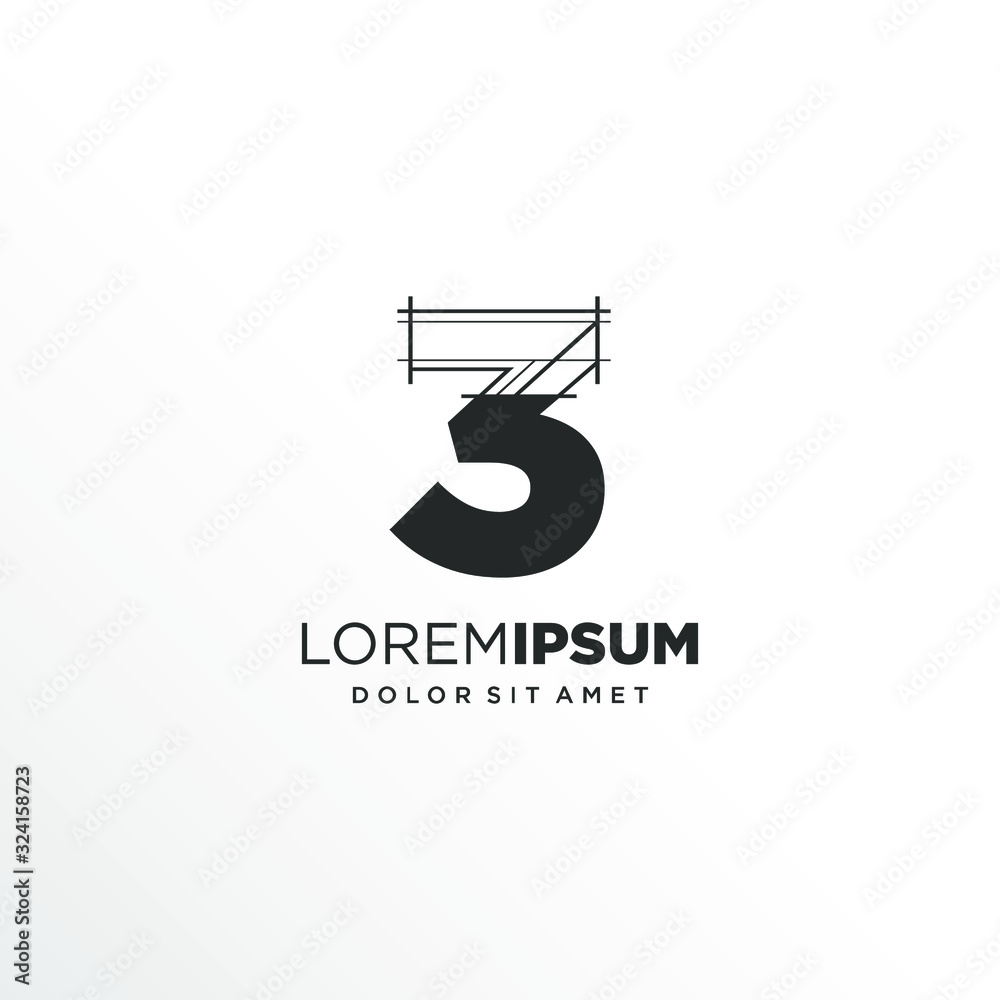 Vetor de Number 3 Logo Design with Architecture Element do Stock ...