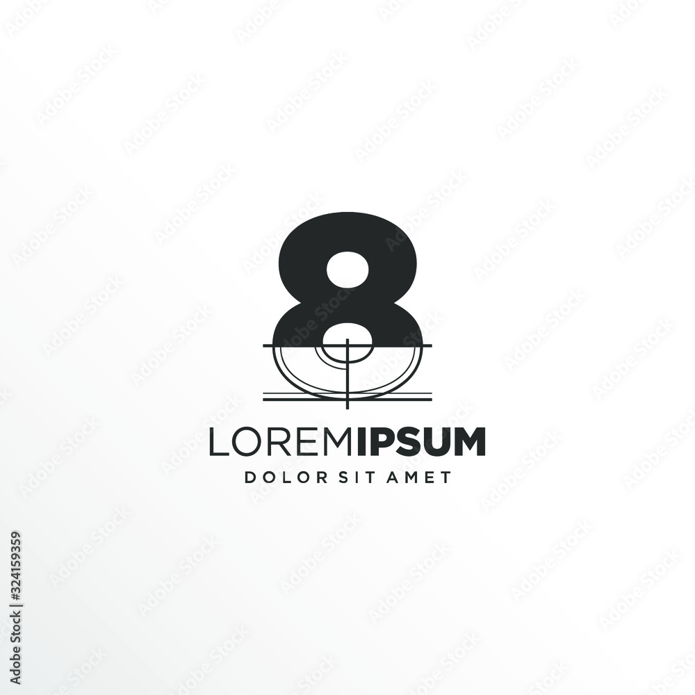 Number 8 Logo Design with Architecture Element Stock Vector | Adobe Stock