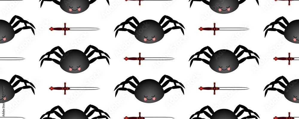 Black spider pattern. Mch on a dark background. Seamless pattern for ...