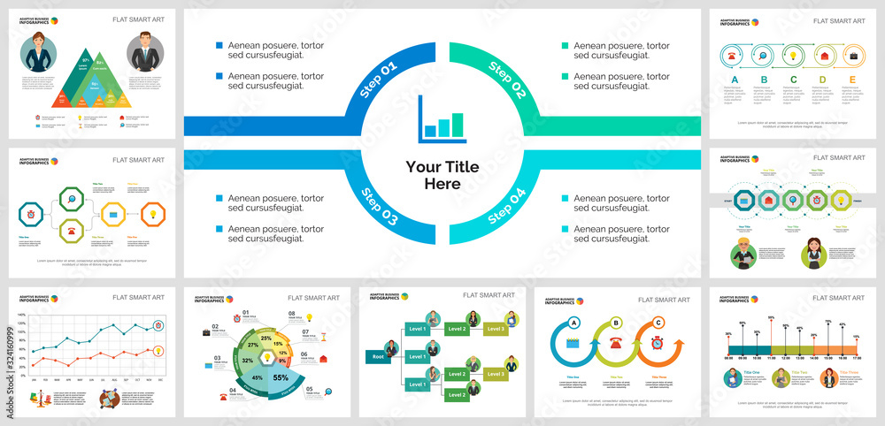 Colorful statistics or training concept infographic charts set ...