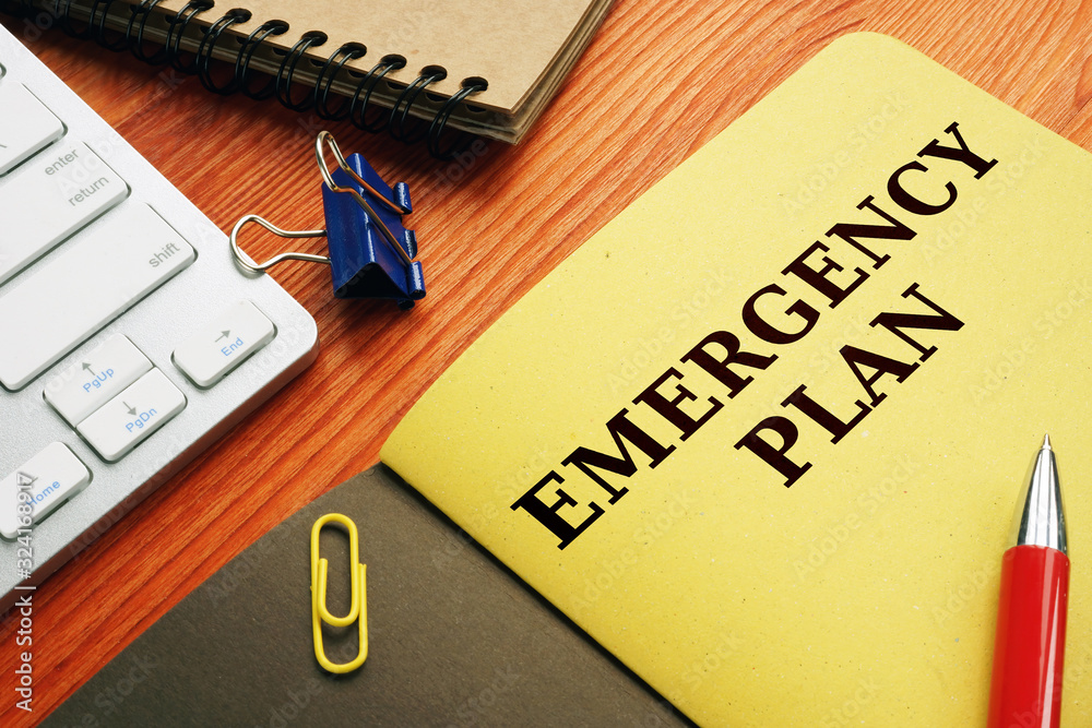 Emergency plan or Disaster Preparedness on the desk. Stock Photo ...