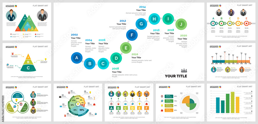 Colorful statistics or analysis concept infographic charts set ...