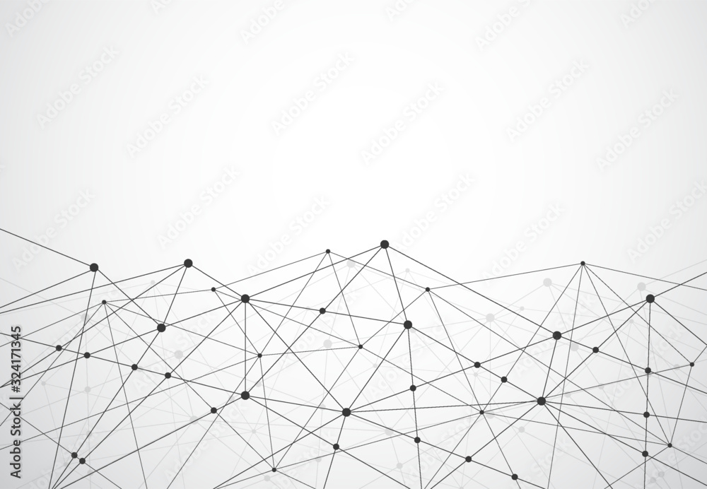 3D Abstract connecting dots and lines. Low Poly Connection science structure background. Vector ...