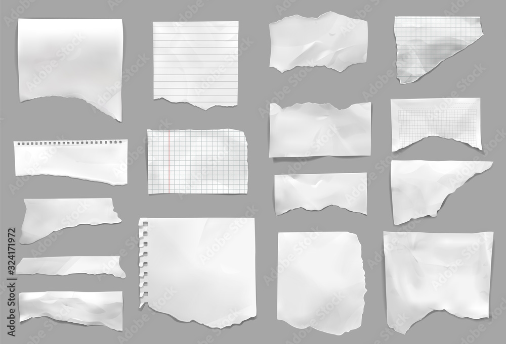 Ripped Torn Paper Realistic Set Stock Vector | Adobe Stock