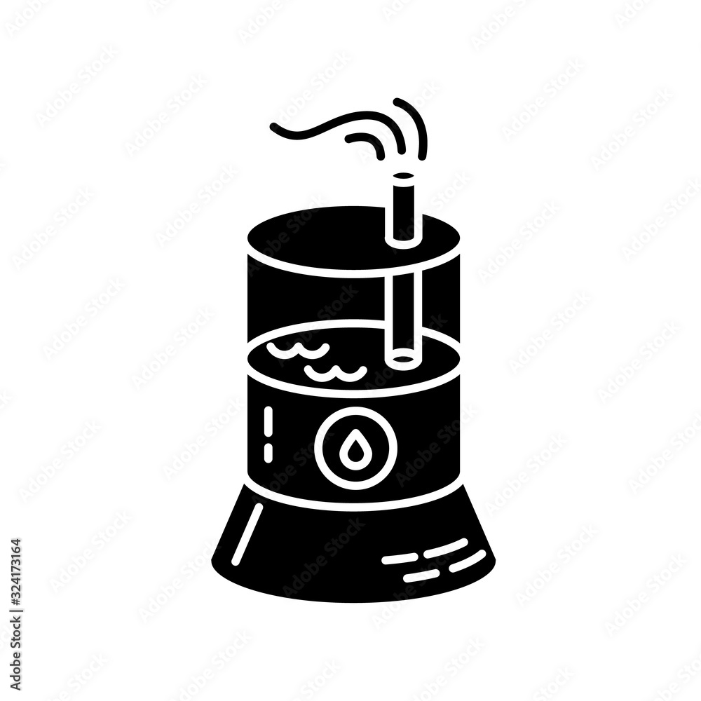 Air cleaning device black glyph icon. Domestic humidifier, ionizer ...