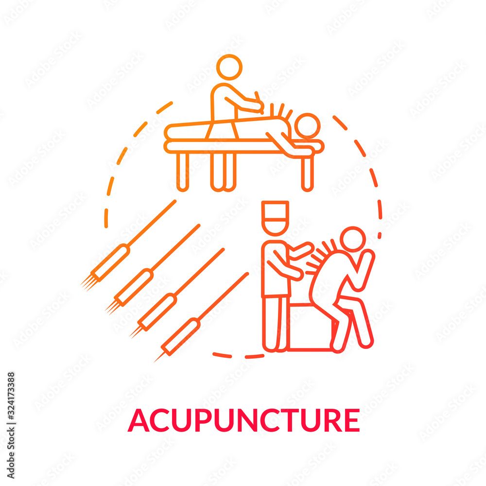 Acupuncture concept icon. Traditional chinese medicine, complementary ...