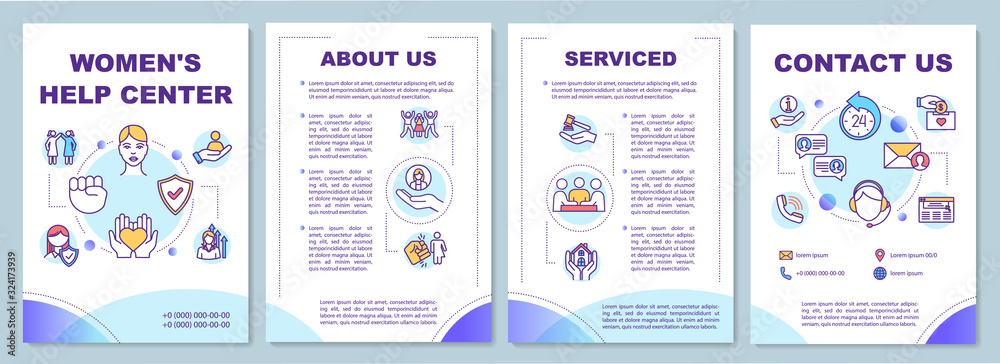 Women help center brochure template. Sexual abuse victims support ...