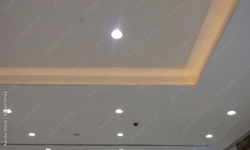 Decorative gypsum false ceiling design with Down lights Stock Photo ...
