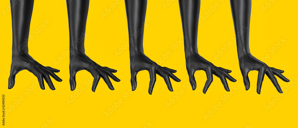 Set of woman's black hand measuring, showing different sizes. Hand ...