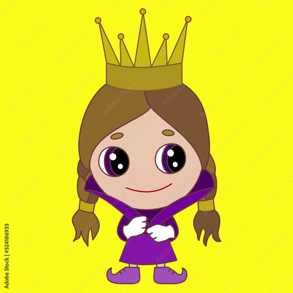 emoji with happy medieval lady, princess or queen wearing her crown and ...