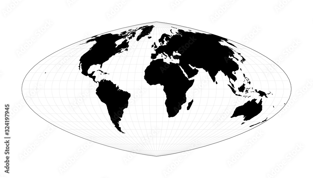 EPS10 Vector World Map. Boggs eumorphic projection. Plan world ...