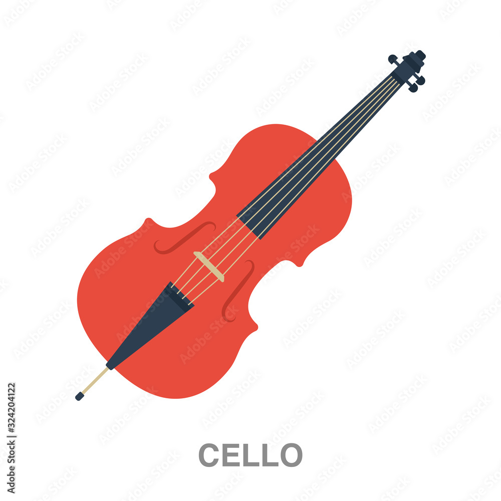 cello flat icon on white transparent background. You can be used black ...