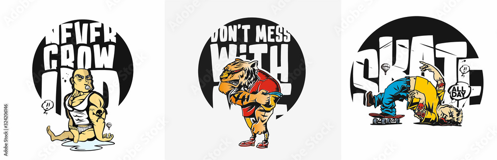 Funny T-shirt design, Hand Drawn Vector illustration. Stock Vector ...