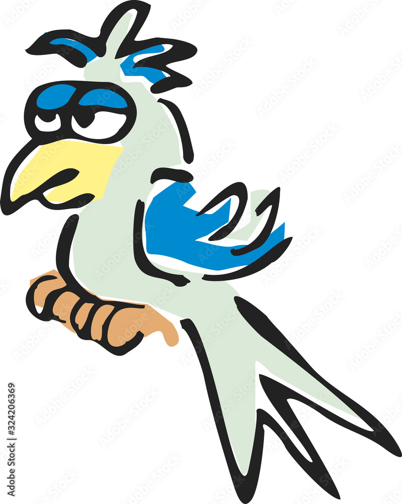 Cartoon parrot. Vector clip art illustration with simple gradients. All ...