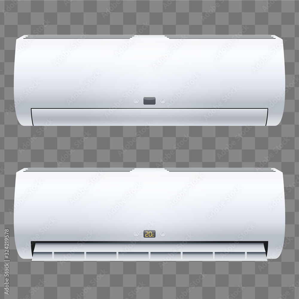 Set of Classic Split air conditioner house system. Switch on. Indoor ...