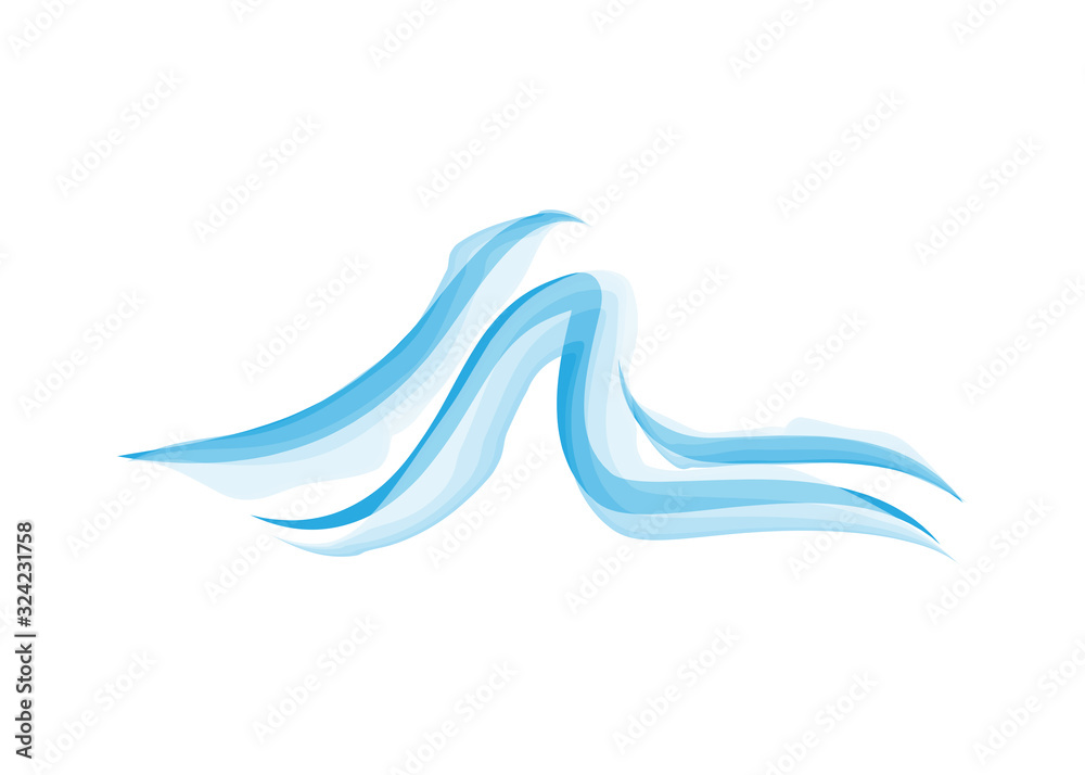 Water Wave Icon. Surf Logo. Vector Isolated On White Background. Hand ...