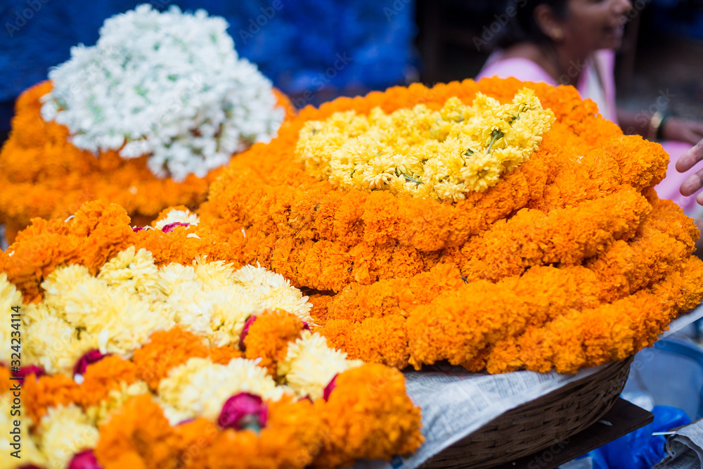 Mapusa India Counter on the market in india goa. Ritual flower ...