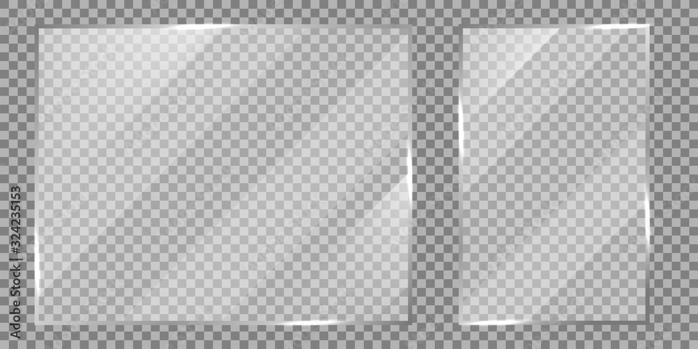 Glass on transparent background. Realistic transparent glass window ...