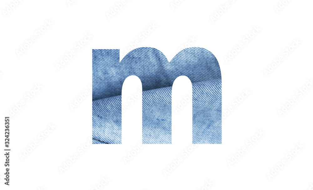 Letter " M " of the alphabet denim. Illustration of the alphabet ...
