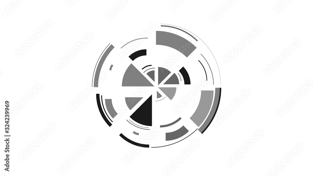 Color wheel. Simple drawing with slices, triangles, lines arranged in a ...