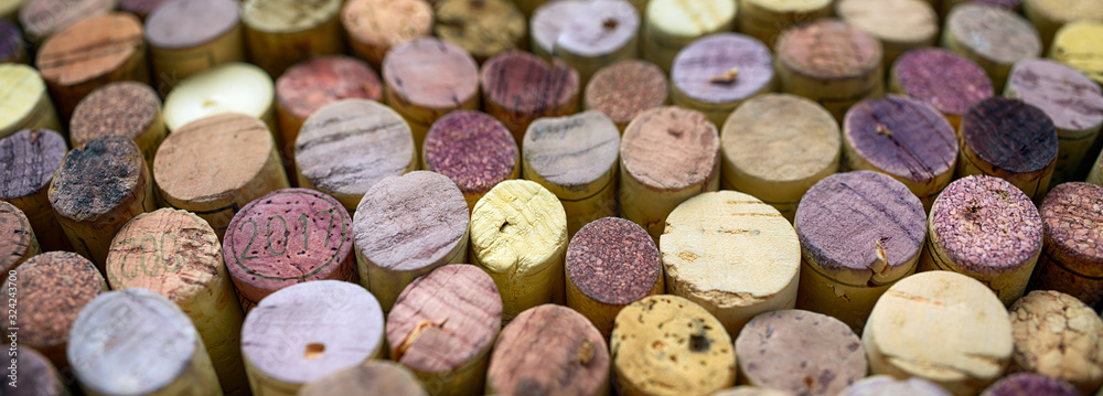 Very high resolution photo of original, used red wines corks, texture ...