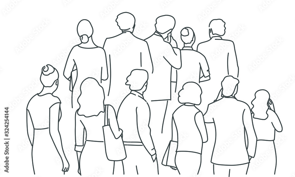 Line drawing illustration of crowd people. Stock Vector | Adobe Stock