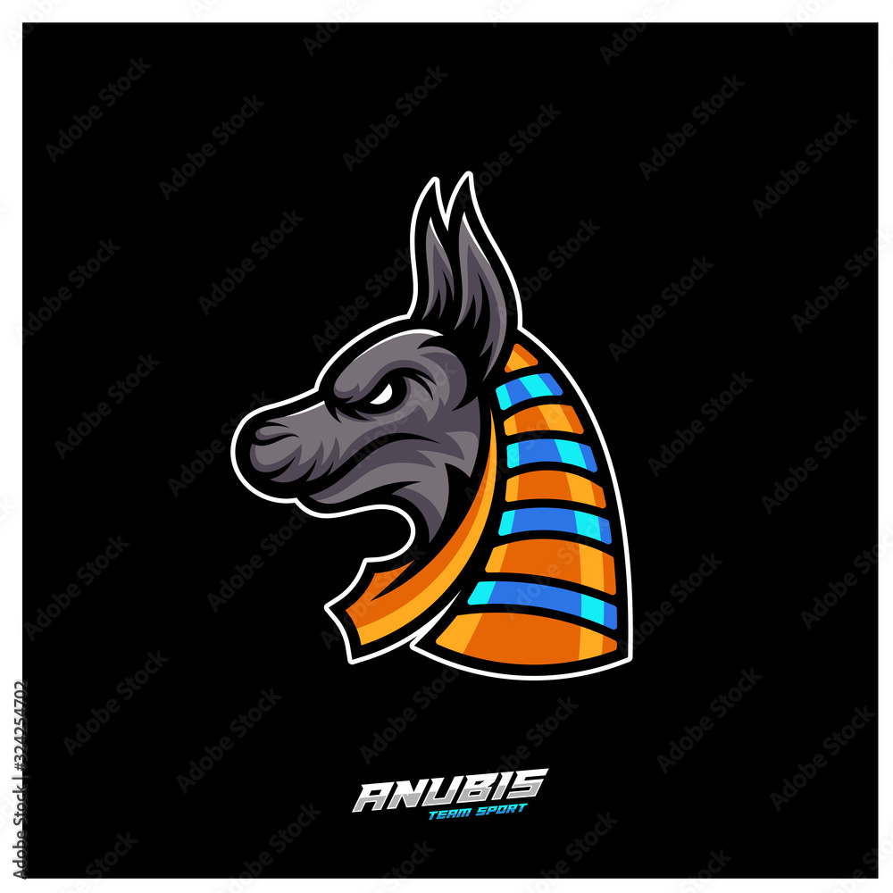 Anubis Esport gaming mascot logo template Vector. Modern Head Anubis ...