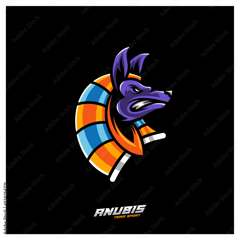 Anubis Esport gaming mascot logo template Vector. Modern Head Anubis ...