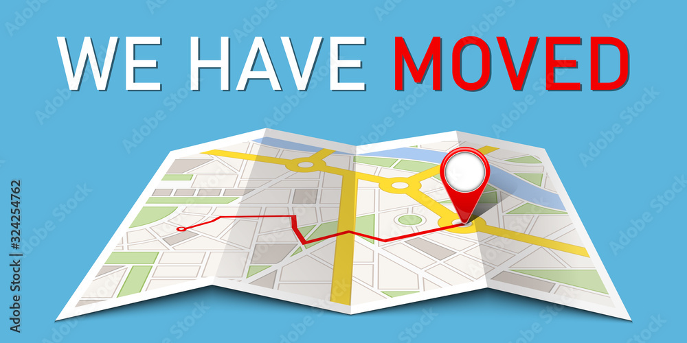 Creative vector illustration of we have moved, navigation, address map isolated on transparent ...