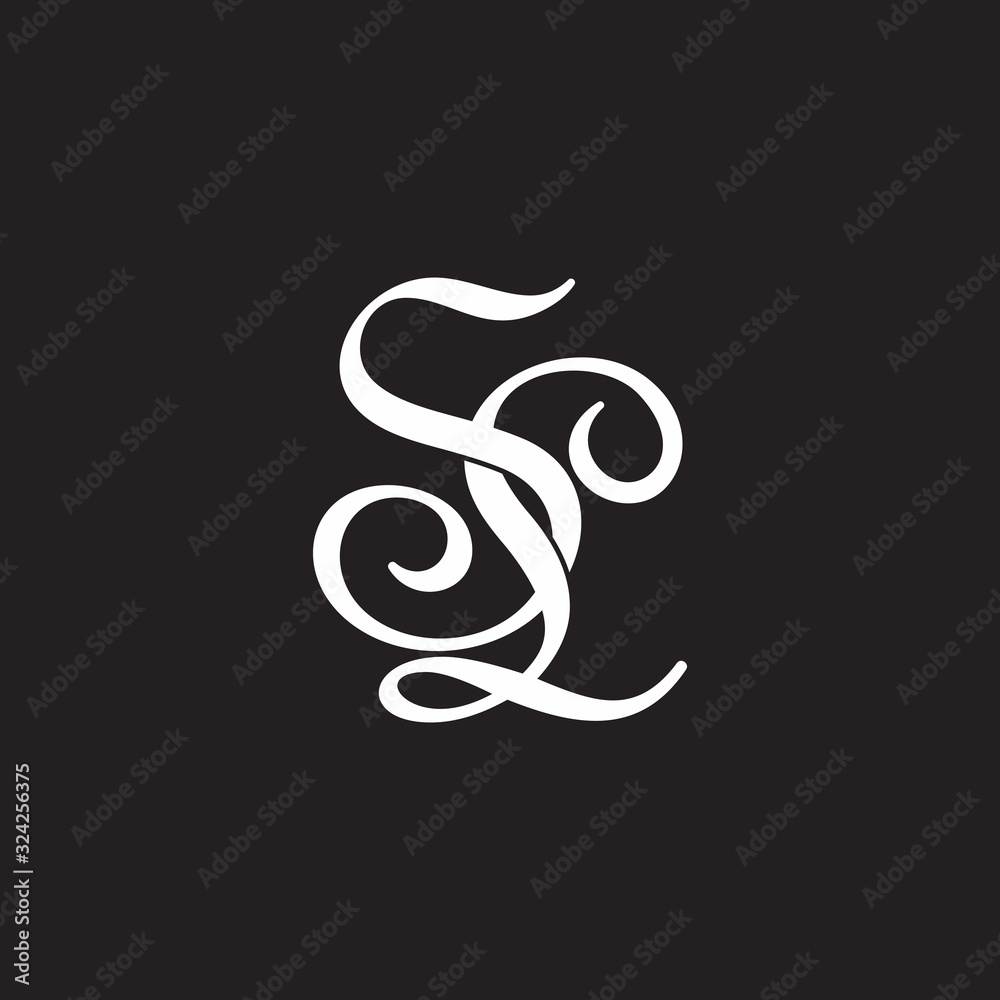 letter sl symbol curves linked ribbon overlap logo vector Stock Vector ...