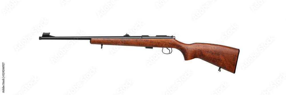 Small-bore rifle .22 lr isolated on white background. Modern .22lr semi ...