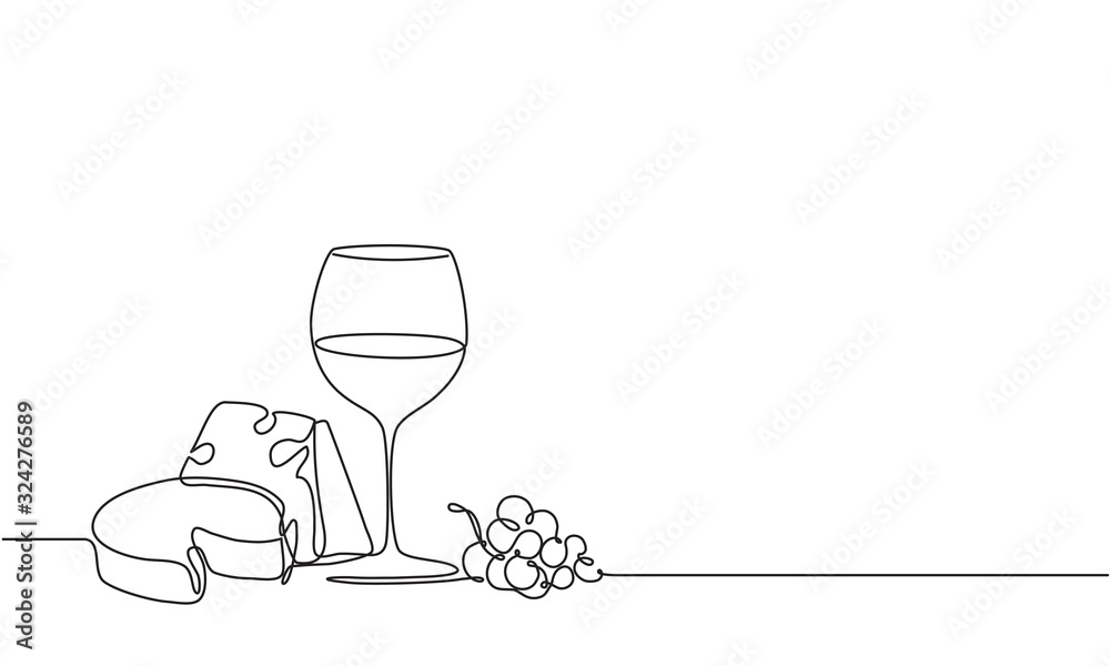 Wine And Grapes Drawing