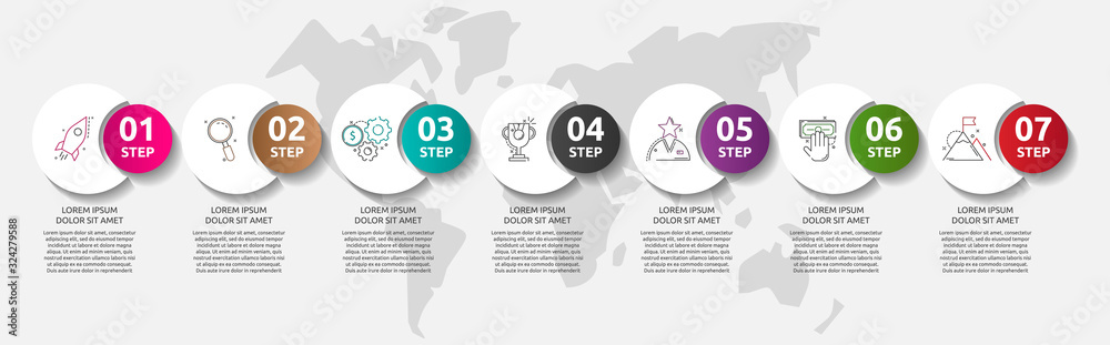 Vector template circle infographics. Business concept with 7 options ...