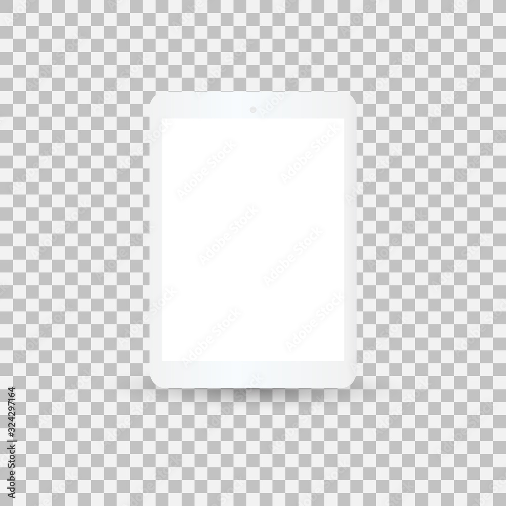 Realistic vector white tablet mock up with white blank screen isolated ...