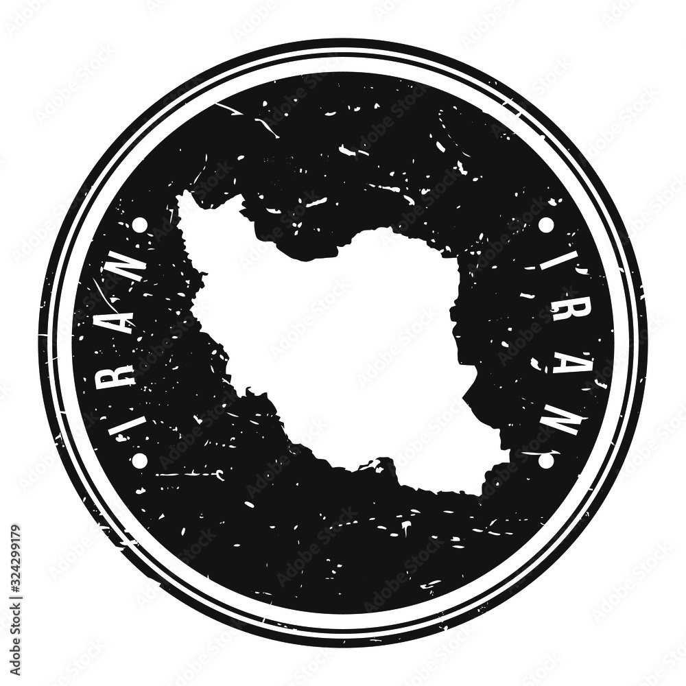 Iran Map Symbol. Round Design Stamp Travel and Business. Stock Vector ...