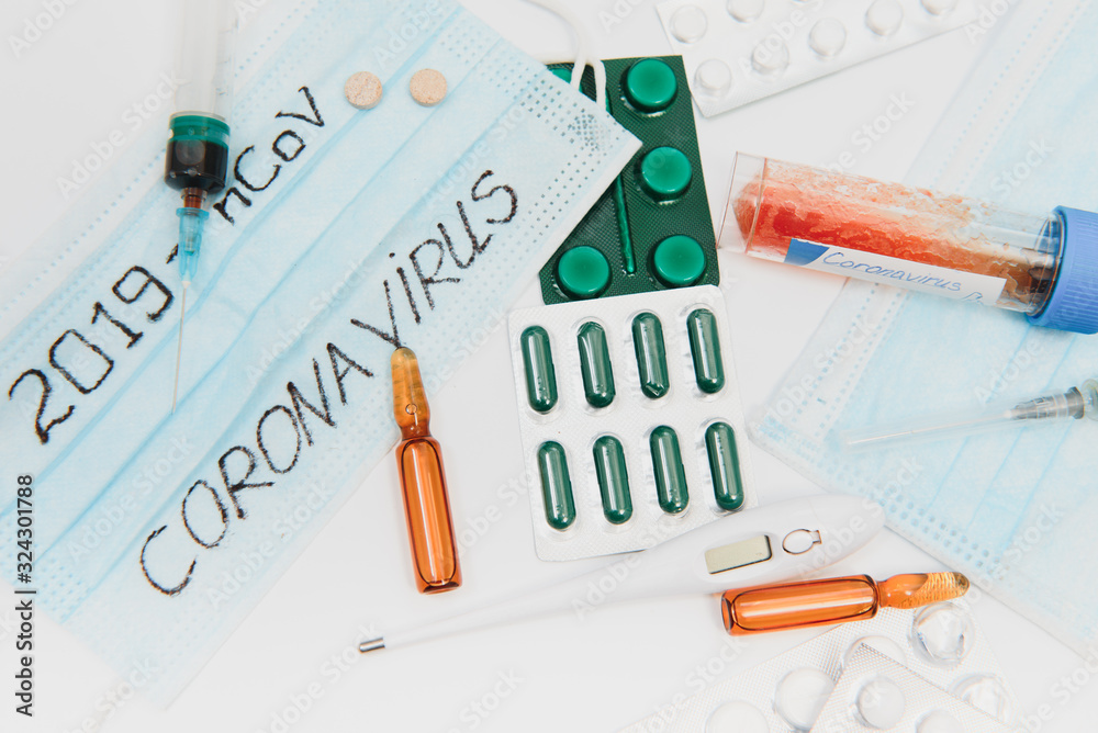 a test tube with a positive test for the CAVID-2019 coronavirus ...