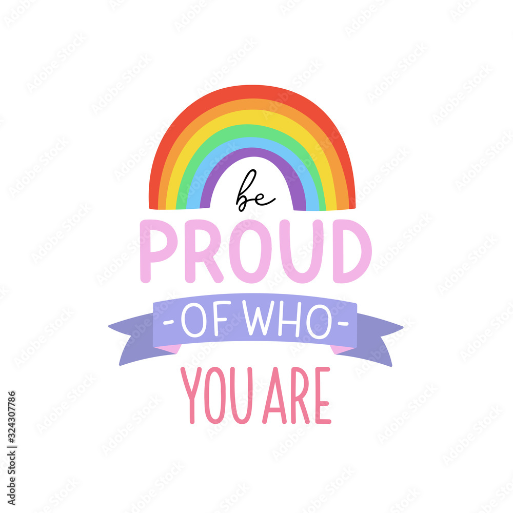 Cute LGBTQ pride print. Colorful design elements and typography. Vector ...