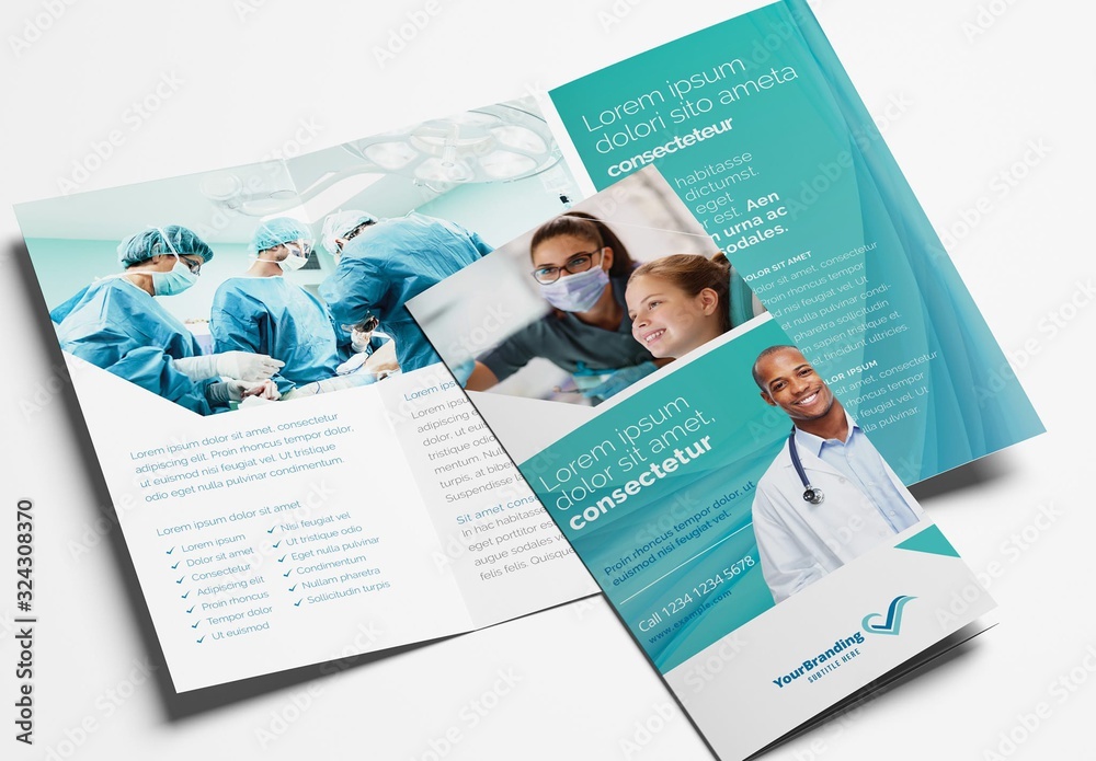 Medical Clinic Trifold Brochure Layout Stock Template | Adobe Stock